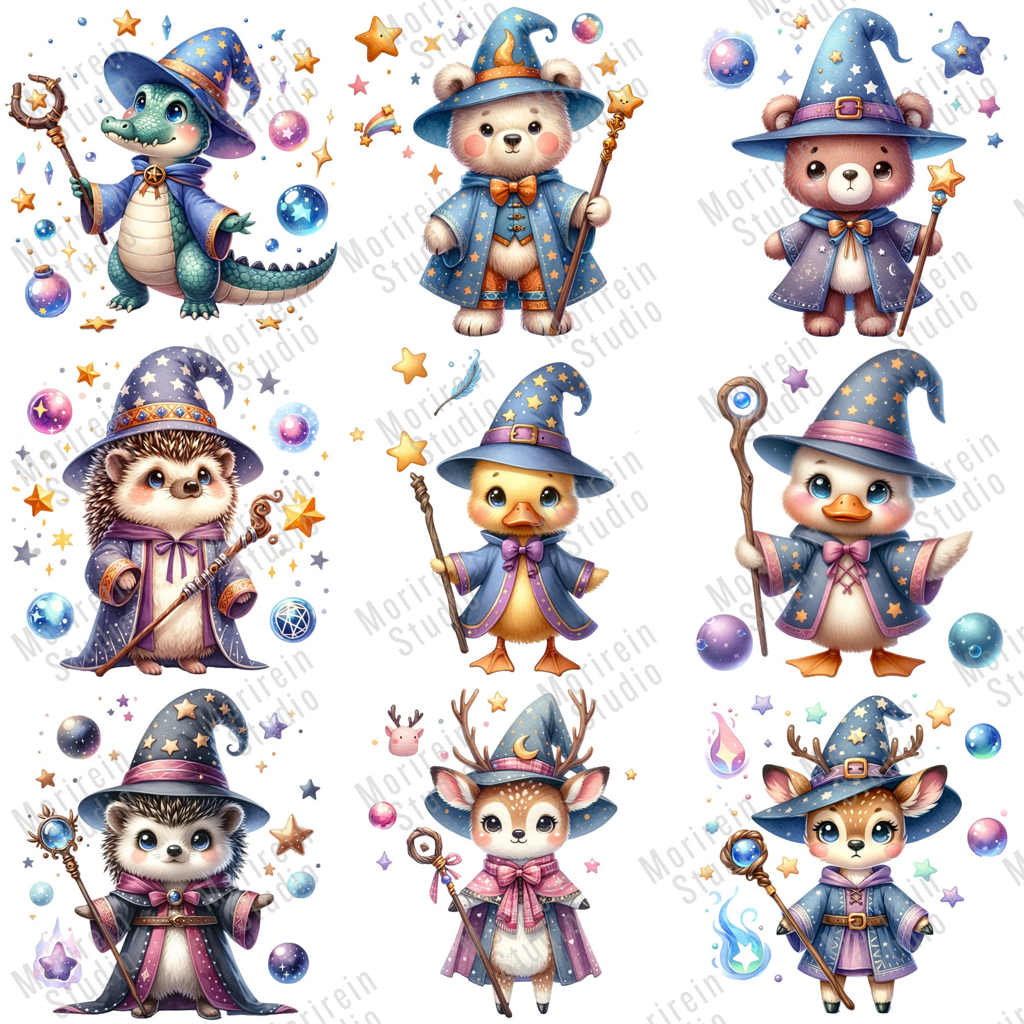 Sorcerer Animals Clipart 45 PNG Watercolor Magical Animals Clipart ...