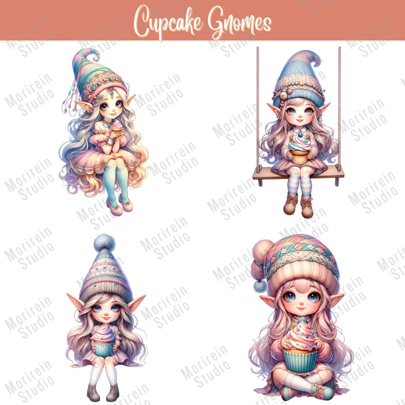 Cupcake Gnomes Clipart 13 PNG Watercolor Cupcake Cute Gnome PNG Cupcake ...