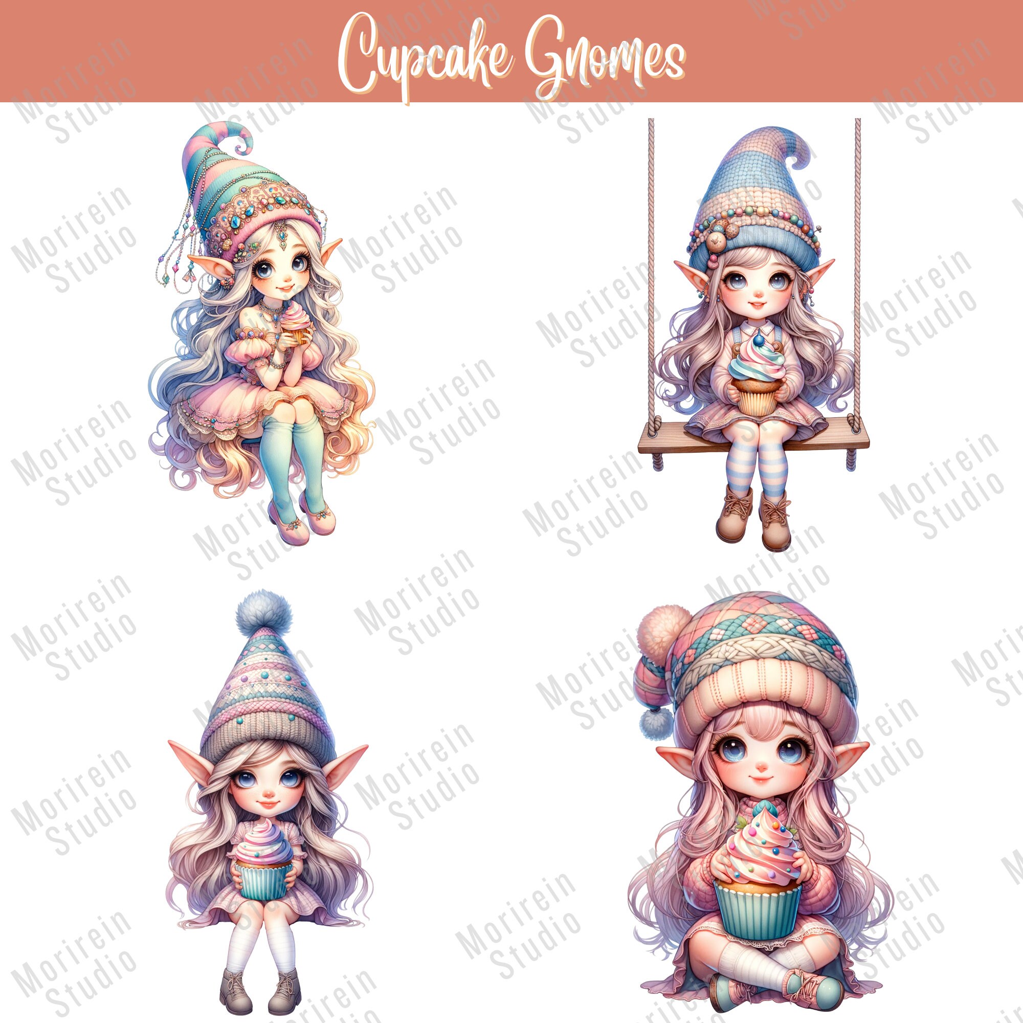 Cupcake Gnomes Clipart 13 PNG Watercolor Cupcake Cute Gnome PNG Cupcake ...