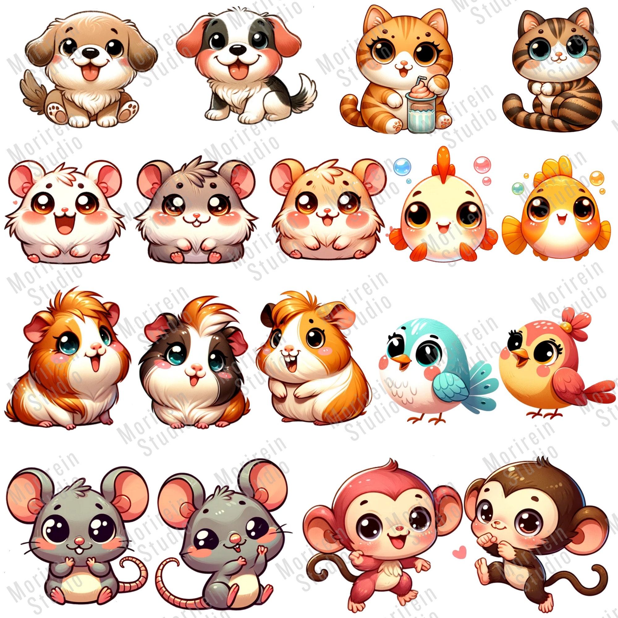Cute Animals Clipart 110 PNG Watercolor Cute Animal Safari Animal ...