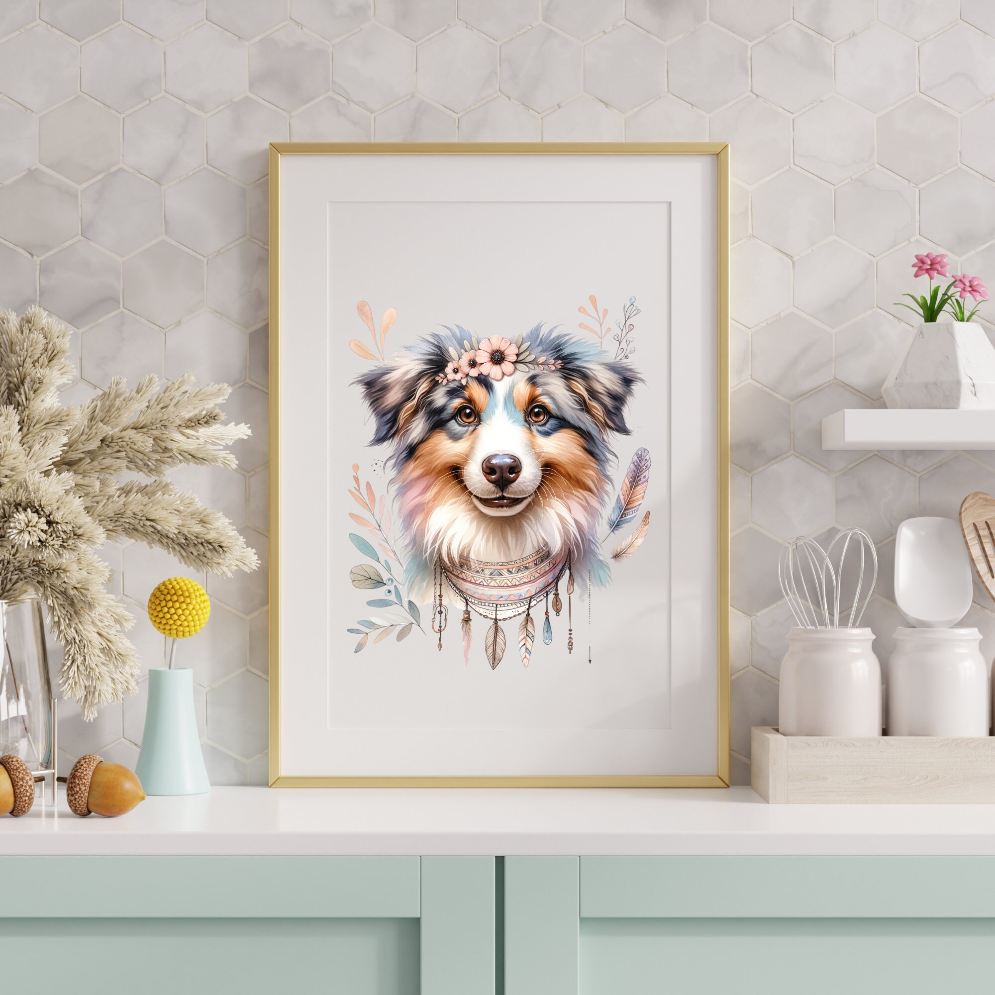 Boho Animals Clipart 42 PNG Watercolor Portrait Animal Boho Style ...