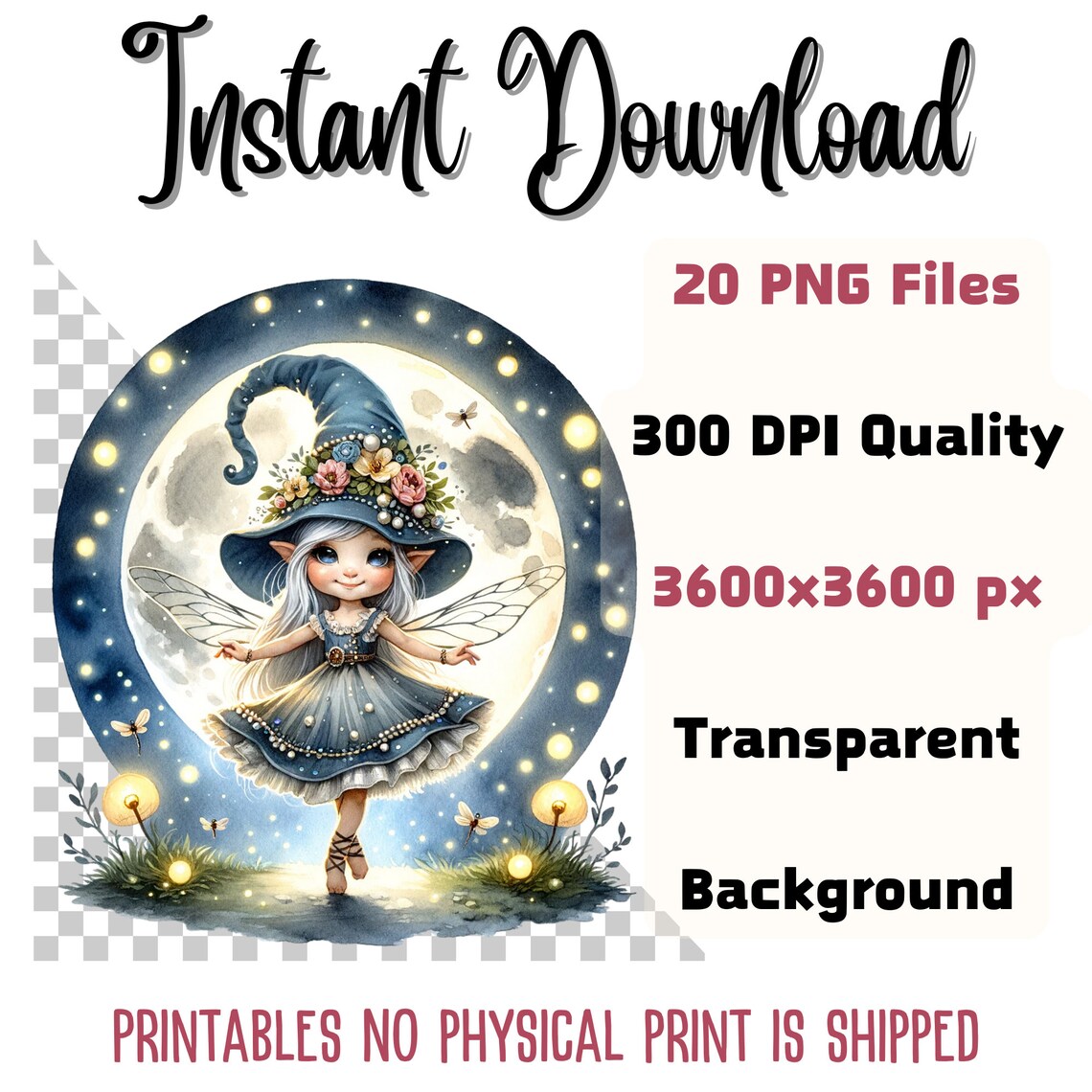 Fairy Gnomes Clipart 20 PNG Watercolor Forest Fairy Gnome Fairies ...