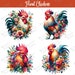Floral Chicken Clipart 24 PNG Watercolor Flower Chicken Clipart Cute ...