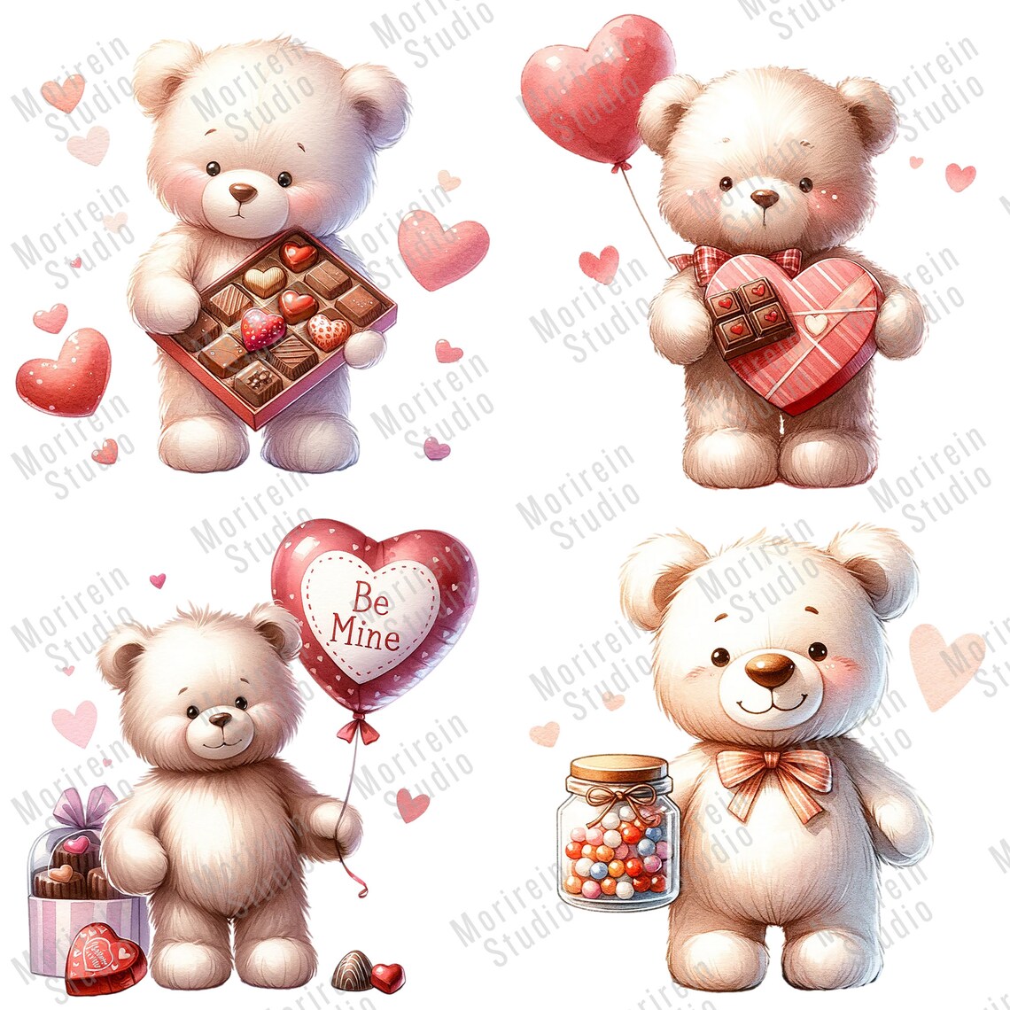 Valentines Teddy Bear Clipart 28 PNG Watercolor Cute Love Bear Clipart ...