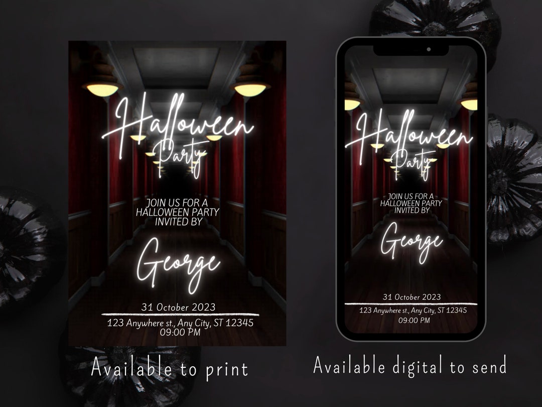 Digital Halloween Invitation, Invitation Template, Digital Download ...