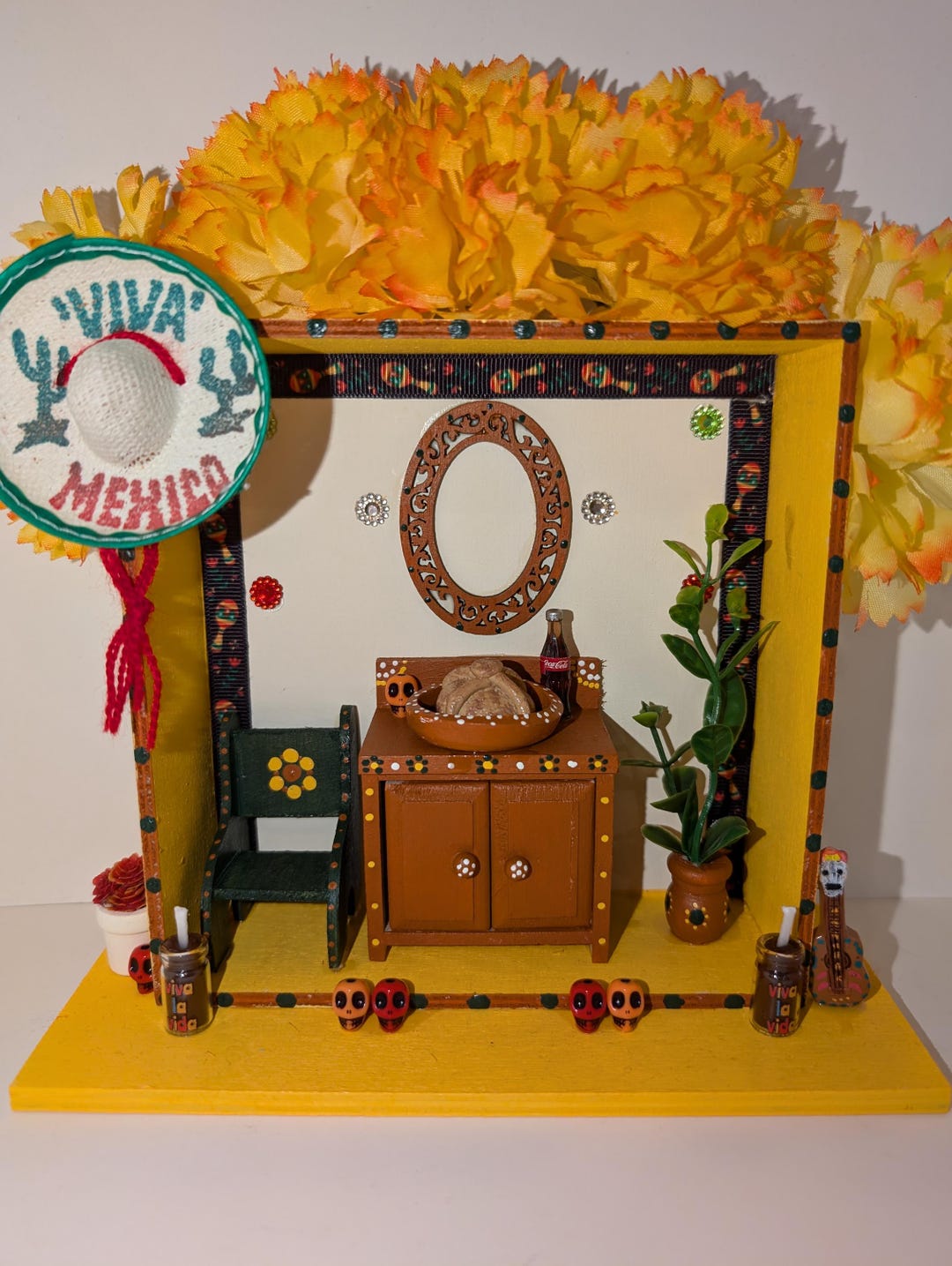 Dia De Muertos Altar, Wooden Nicho Shadow Box With Miniatures - Etsy