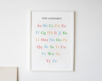 Colorful Alphabet and Numbers Digital Poster Set for Kids Educational ...