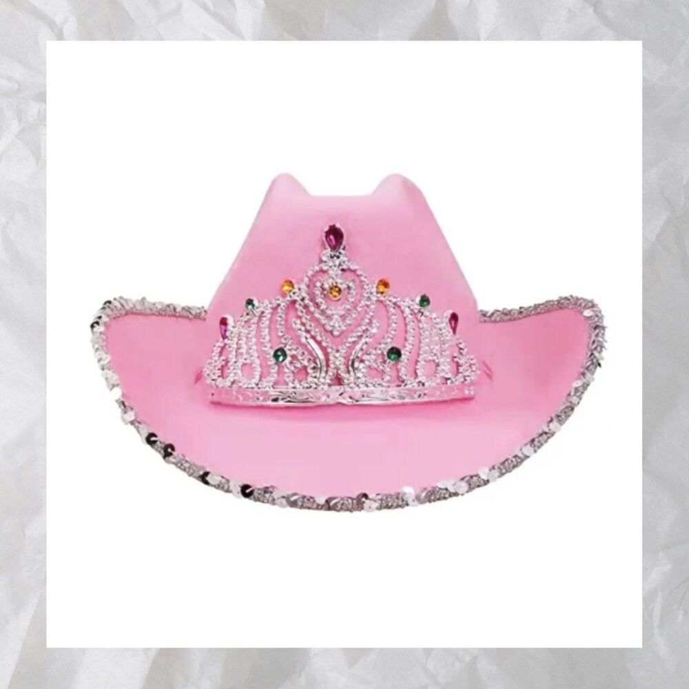 Pink Rhinestone Tiara Cowboy Hat Glamorous Sequin Trim Perfect for ...