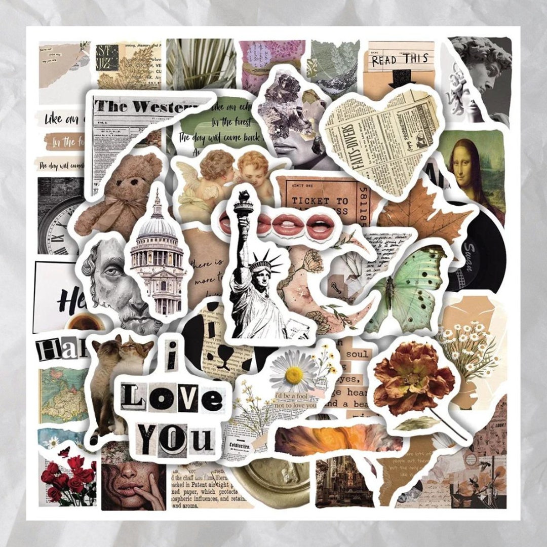 50pcs Vintage Eclectic Stickers Retro VSCO Aesthetic Vinyl Decals ...