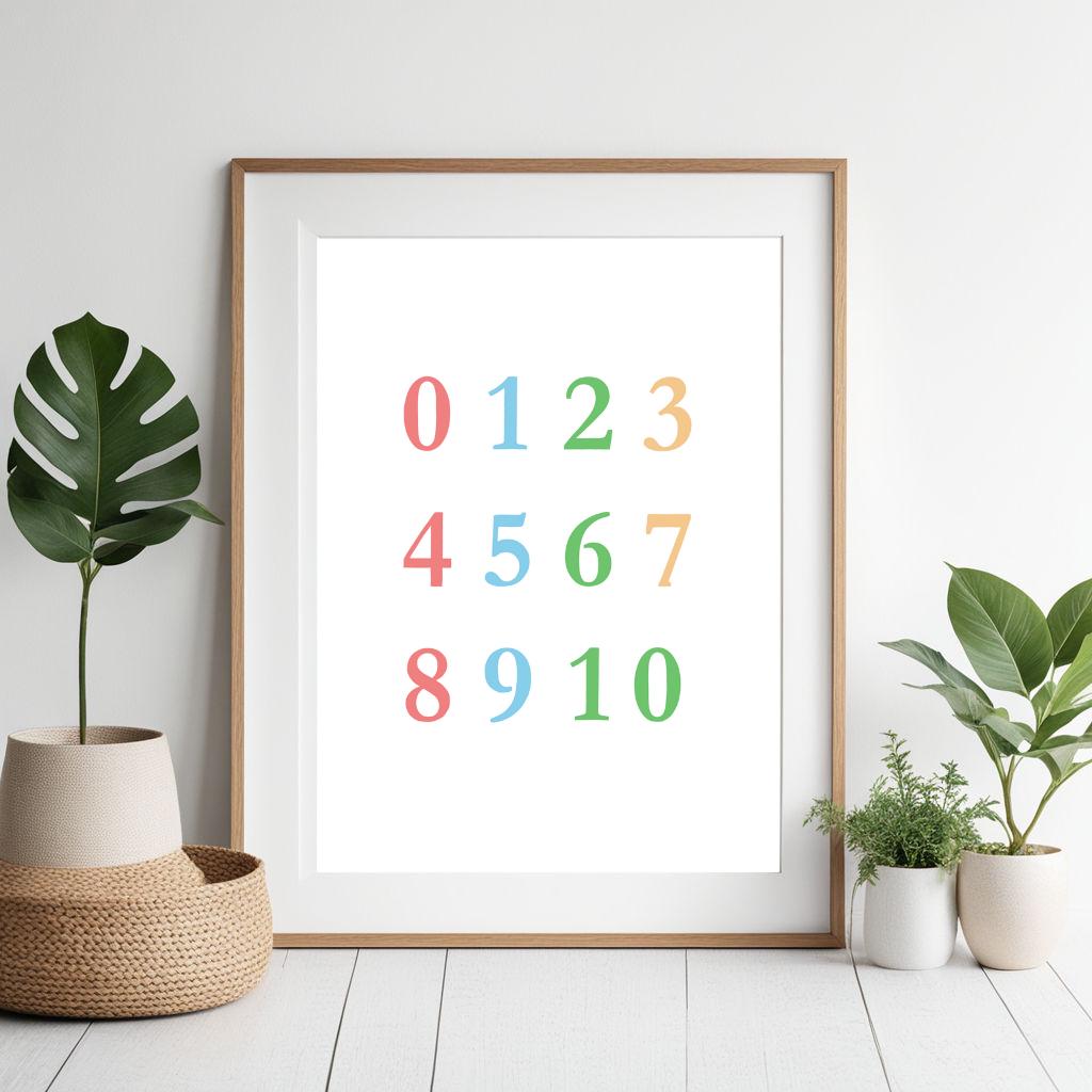 Colorful 1-10 Numbers Poster Digital Download Kids Learning Wall Art ...