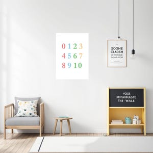 Colorful 1-10 Numbers Poster Digital Download Kids Learning Wall Art ...