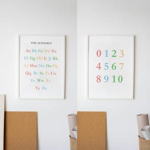 Colorful Alphabet and Numbers Digital Poster Set for Kids Educational ...