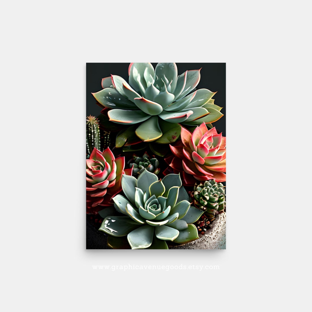 Succulent Wall Art Poster Colorful Succulents Print for Plant Lovers ...