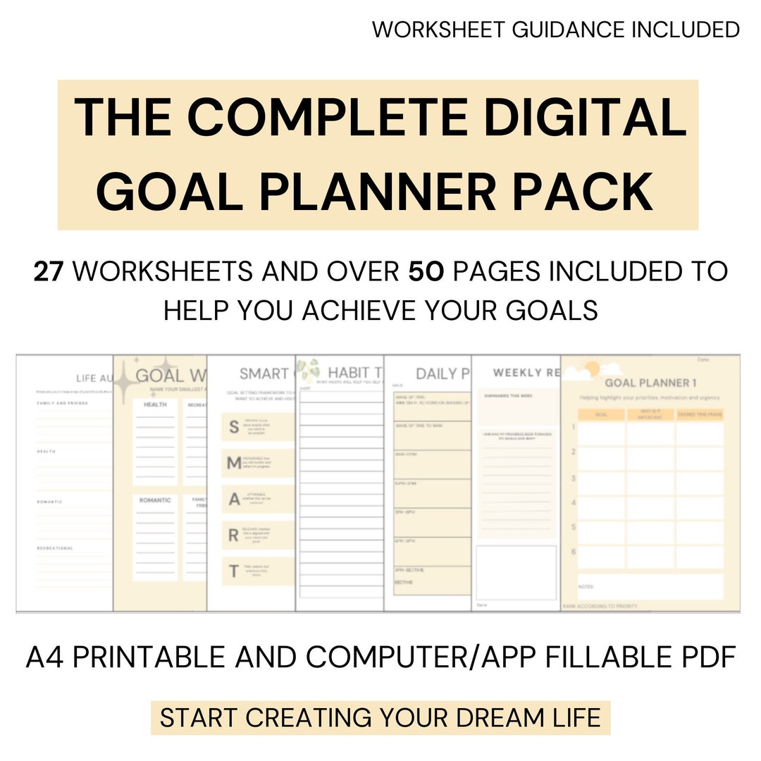 COMPLETE PRINTABLE GOAL Planner Goal Planner Pack Pdf - Etsy