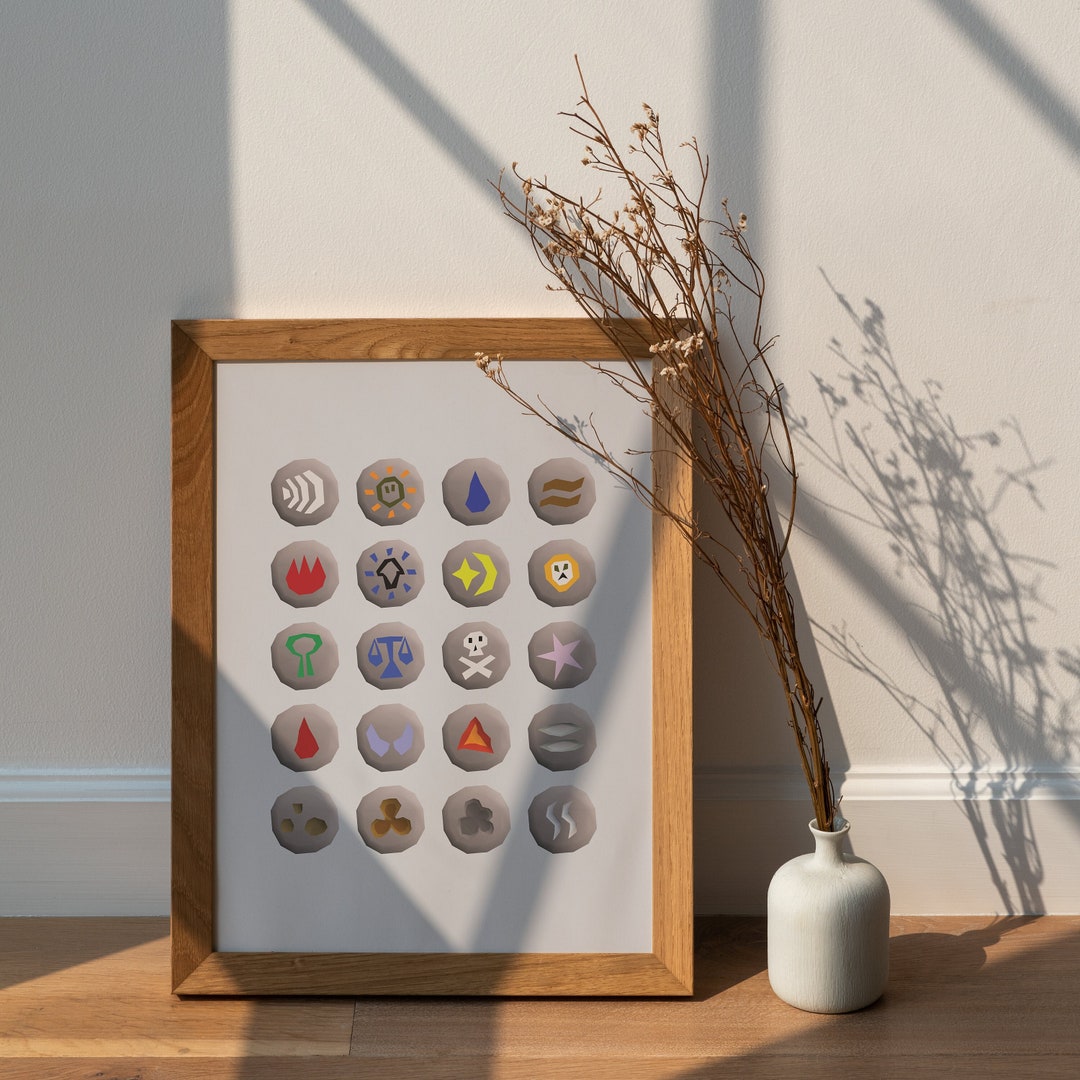 Runescape Runes Runecrafting Air Fire Chaos Oldschool OSRS Art Wall ...