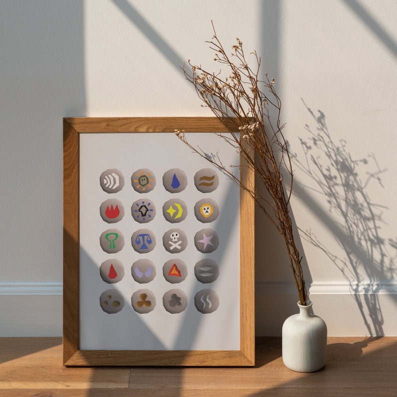 Runescape Runes Runecrafting Air Fire Chaos Oldschool OSRS Art Wall ...