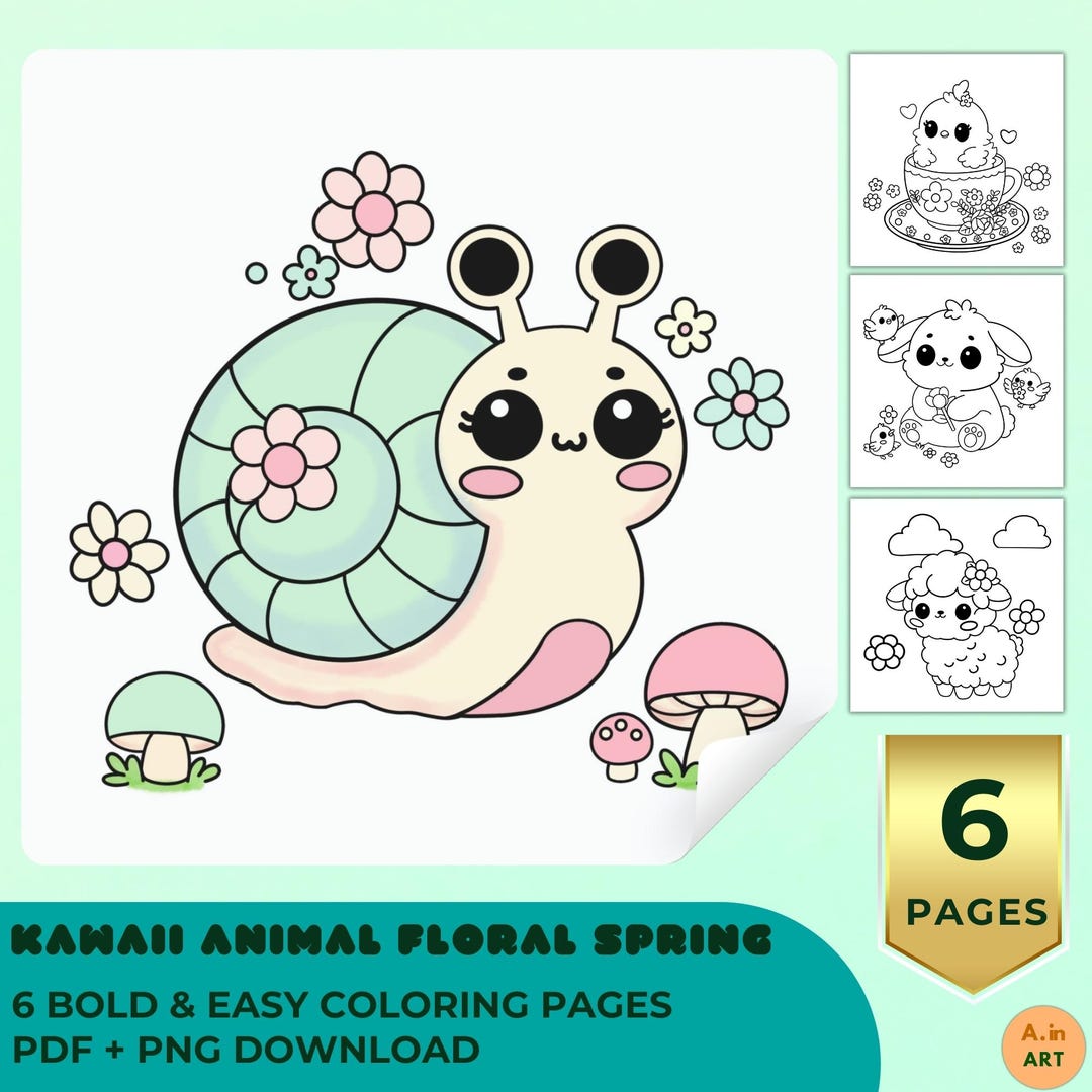 Cute Baby Animal Coloring Pages, Spring Chick and Lamb Coloring Book ...