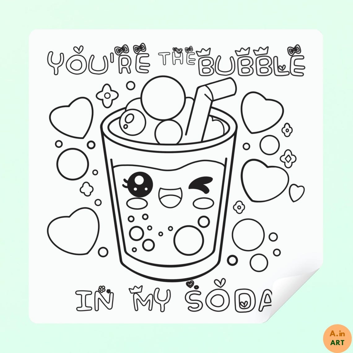 Food Pun Valentine Coloring Pages, Kawaii Cozy, Easy and Bold Lines ...