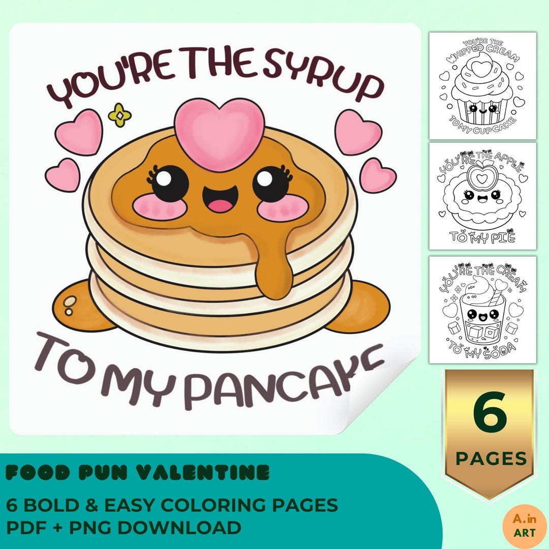 Bold and Easy Cute Food Pun Valentine Coloring Page, Bold and Easy Love ...