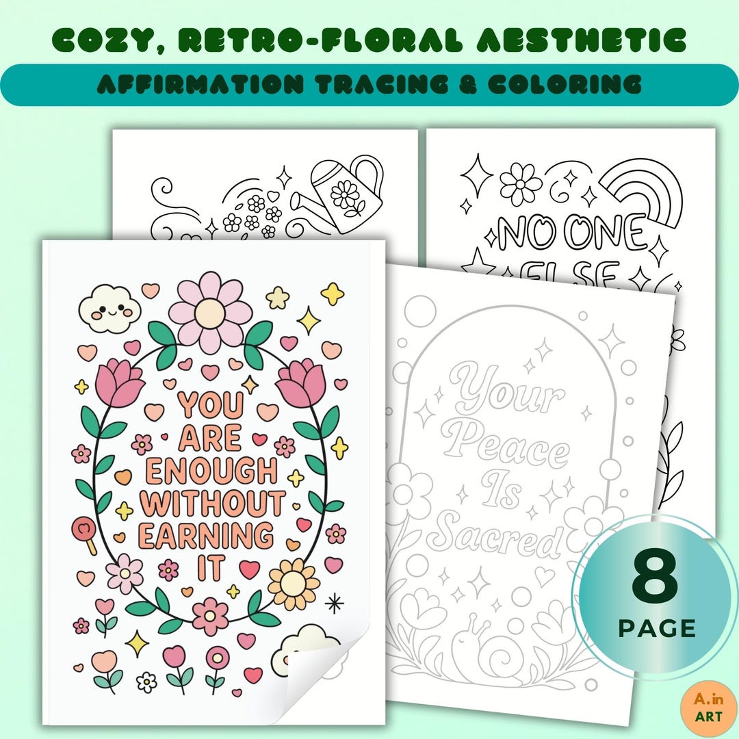 Aesthetic Affirmation Coloring Pages, Self Care Coloring Book for Teens ...