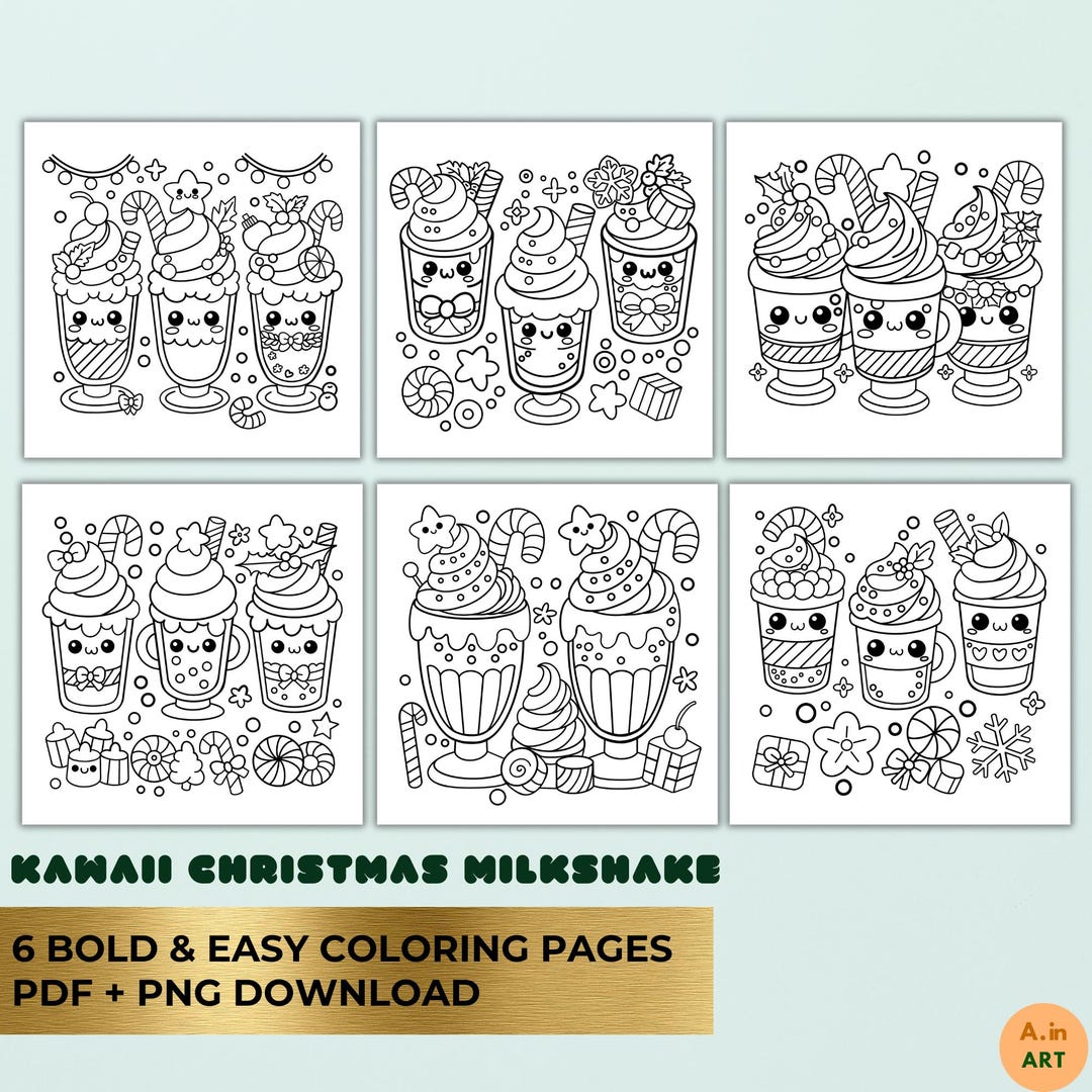 Bold and Easy Cute Christmas Milkshake Coloring Pages, Bold and Easy ...