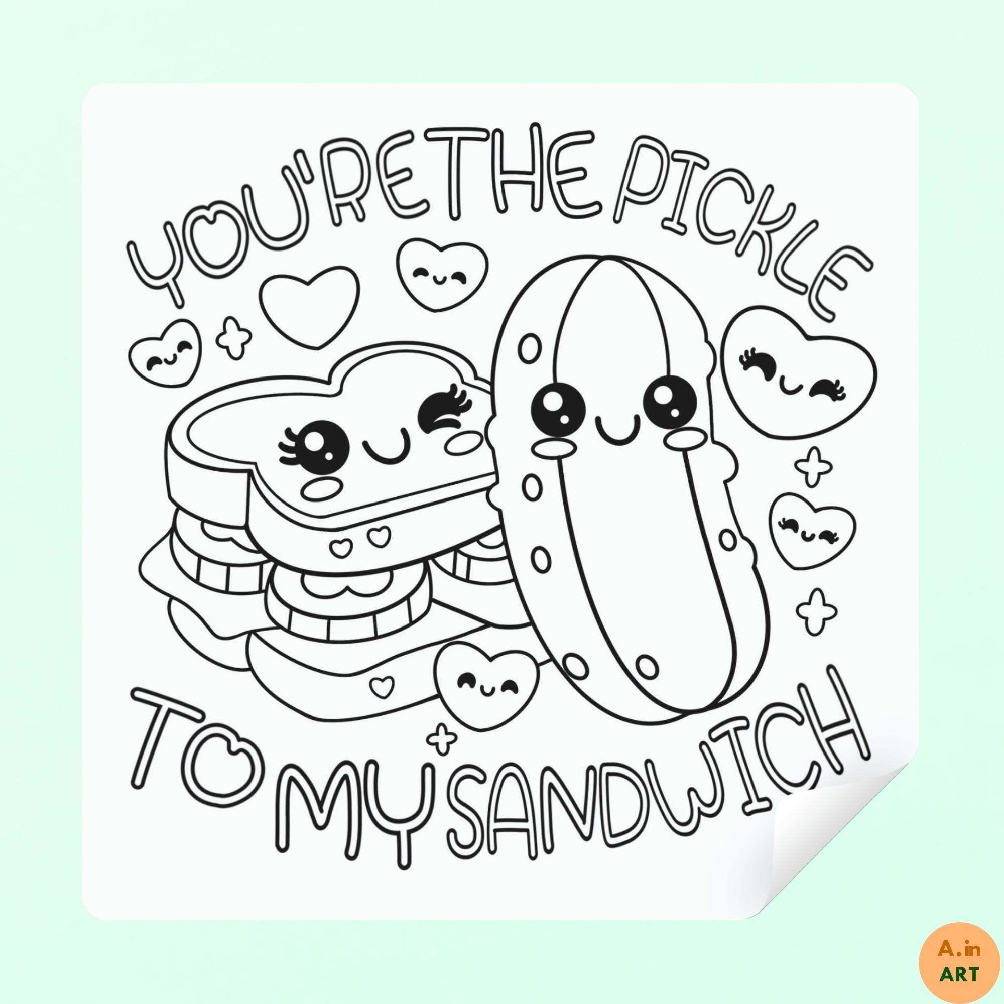 Bold and Easy Cute Food Pun Valentine Coloring Page, Bold and Easy Love ...