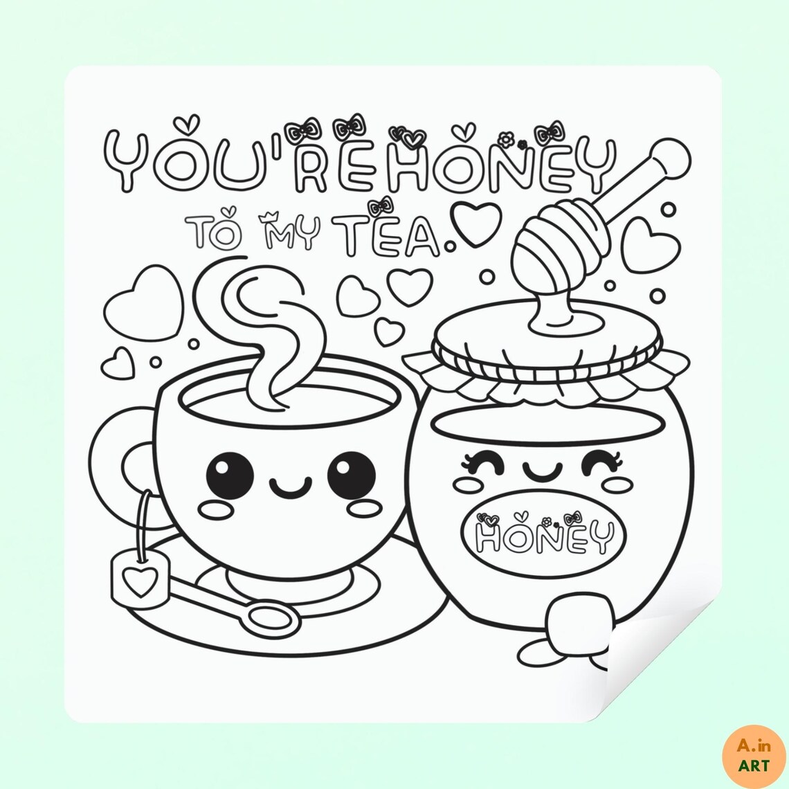 Food Pun Valentine Coloring Pages, Kawaii Cozy, Easy and Bold Lines ...