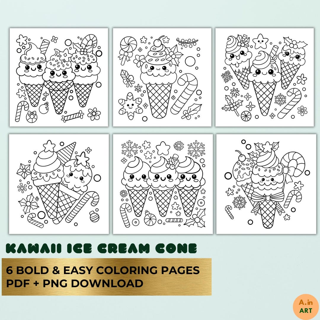 Bold and Easy Cute Christmas Ice Cream Coloring Pages, Bold and Easy ...