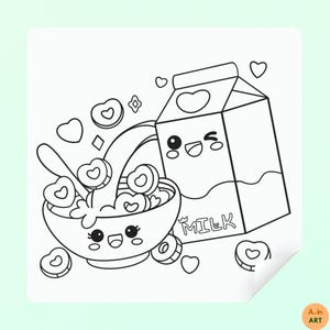 Food Pun Valentine Coloring Pages, Kawaii Cozy, Easy and Bold Lines ...