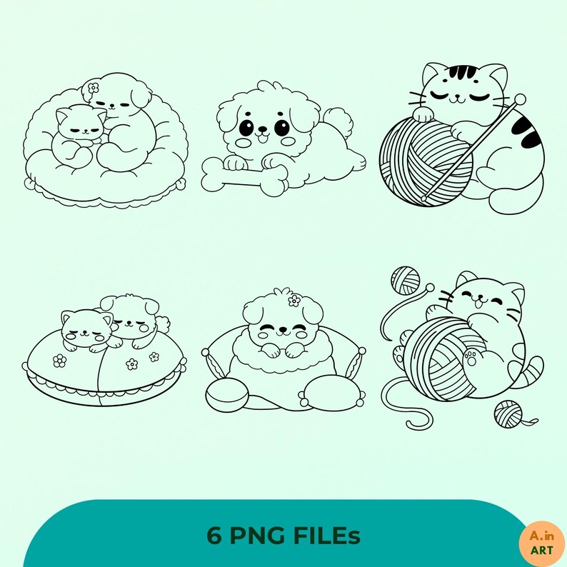Kawaii Animal Coloring Pages, Bold and Easy Line Art, Doodle PNG ...