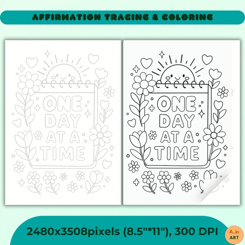 Cozy Floral Affirmation Tracing & Coloring Pages: Motivational Quotes ...