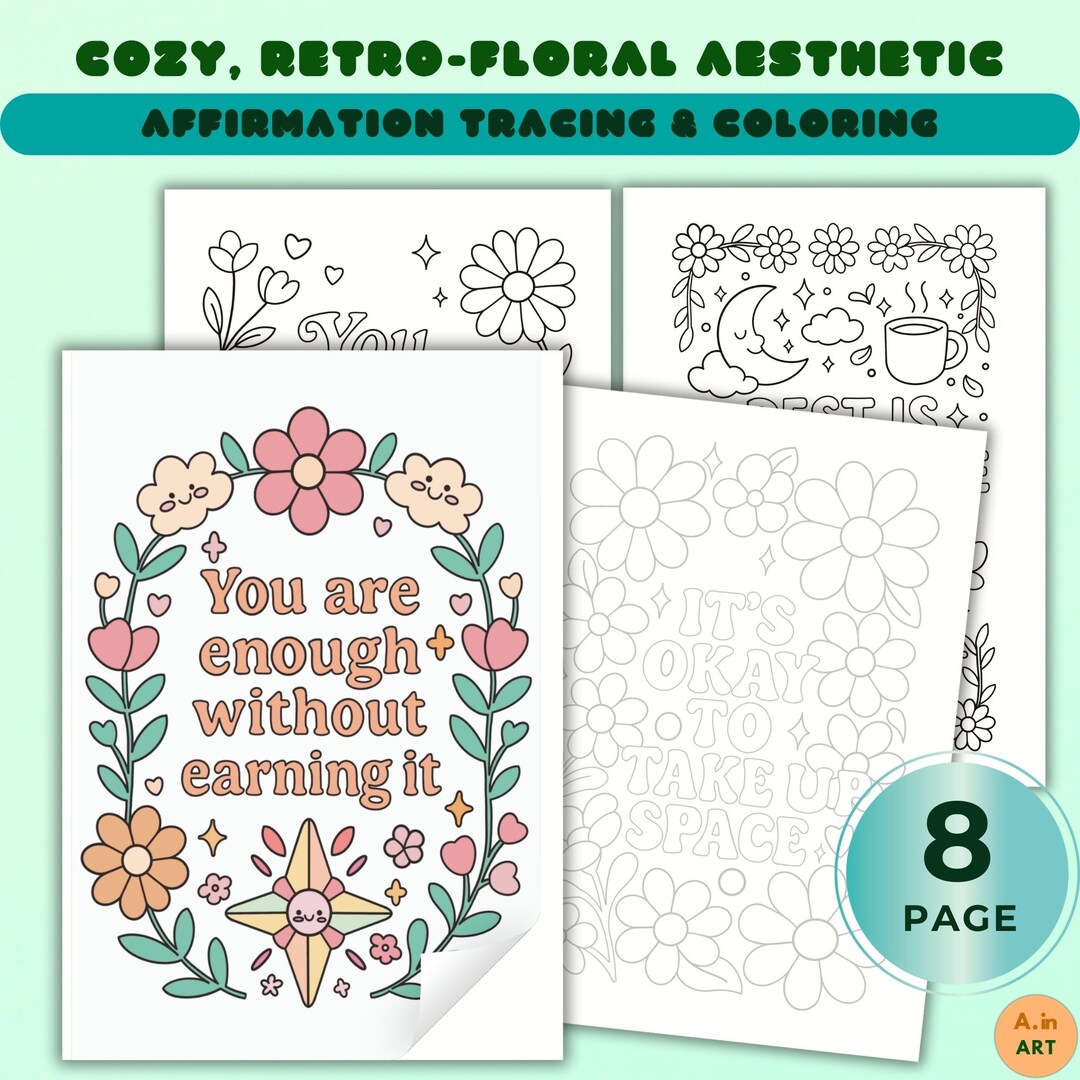Self Love Workbook Printable, Affirmation Coloring & Tracing Pages for ...