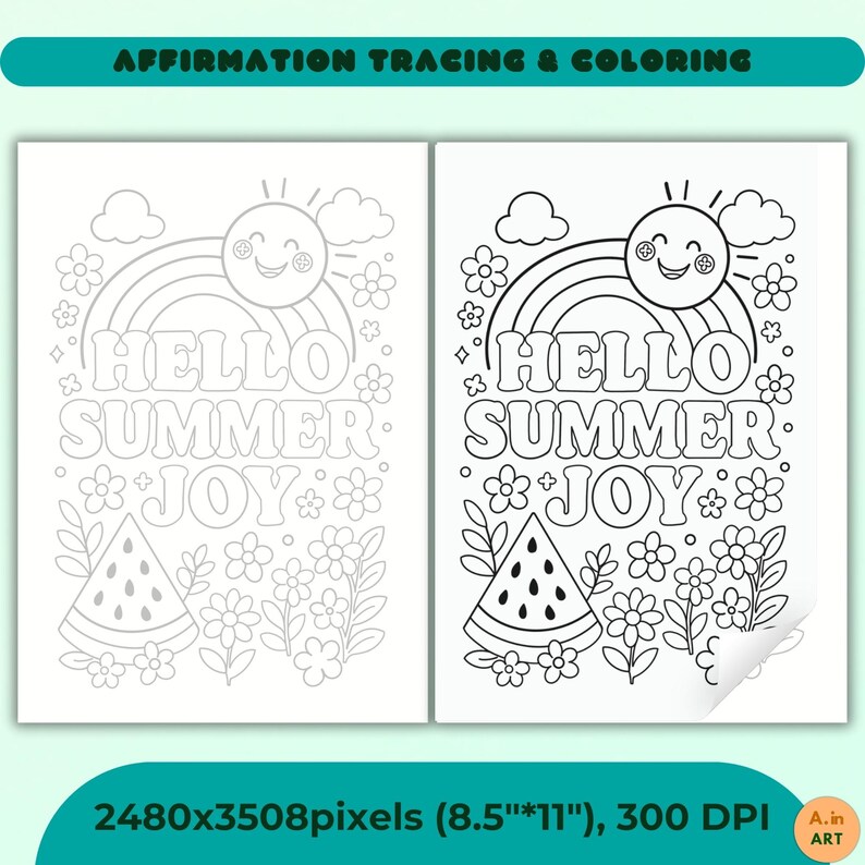 Summer Affirmation Tracing & Coloring Pages: Positive Quotes (PDF) - Etsy