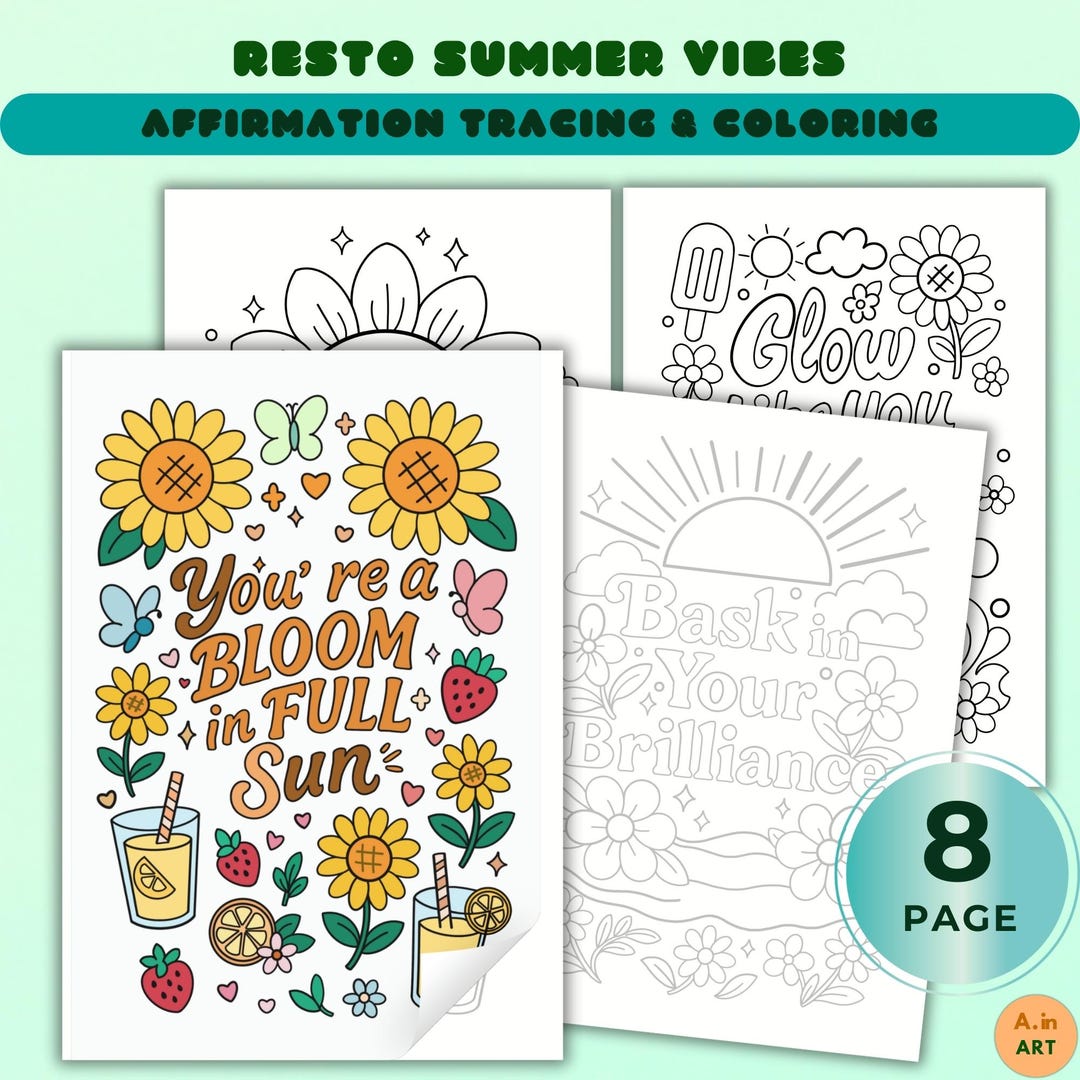 Summer Affirmation Tracing and Coloring Pages, Self-love, Motivational ...