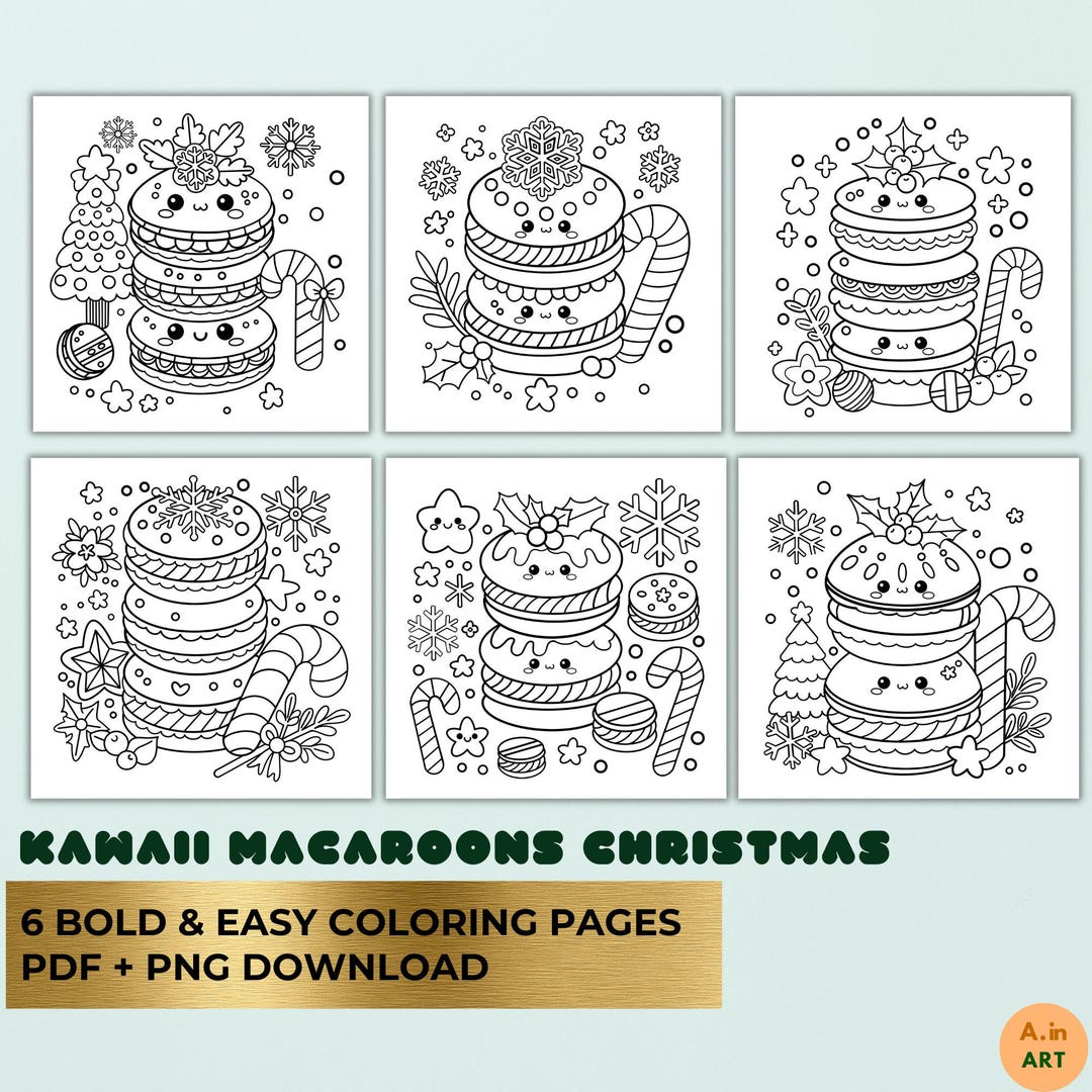 Bold and Easy Cute Christmas Macaroon Coloring Page, Bold & Easy Design ...
