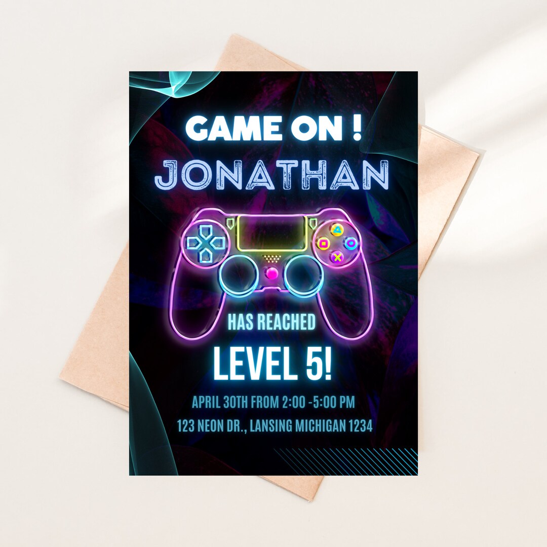 Video Game Birthday Invitation Template I Video Game Invitation I Video ...