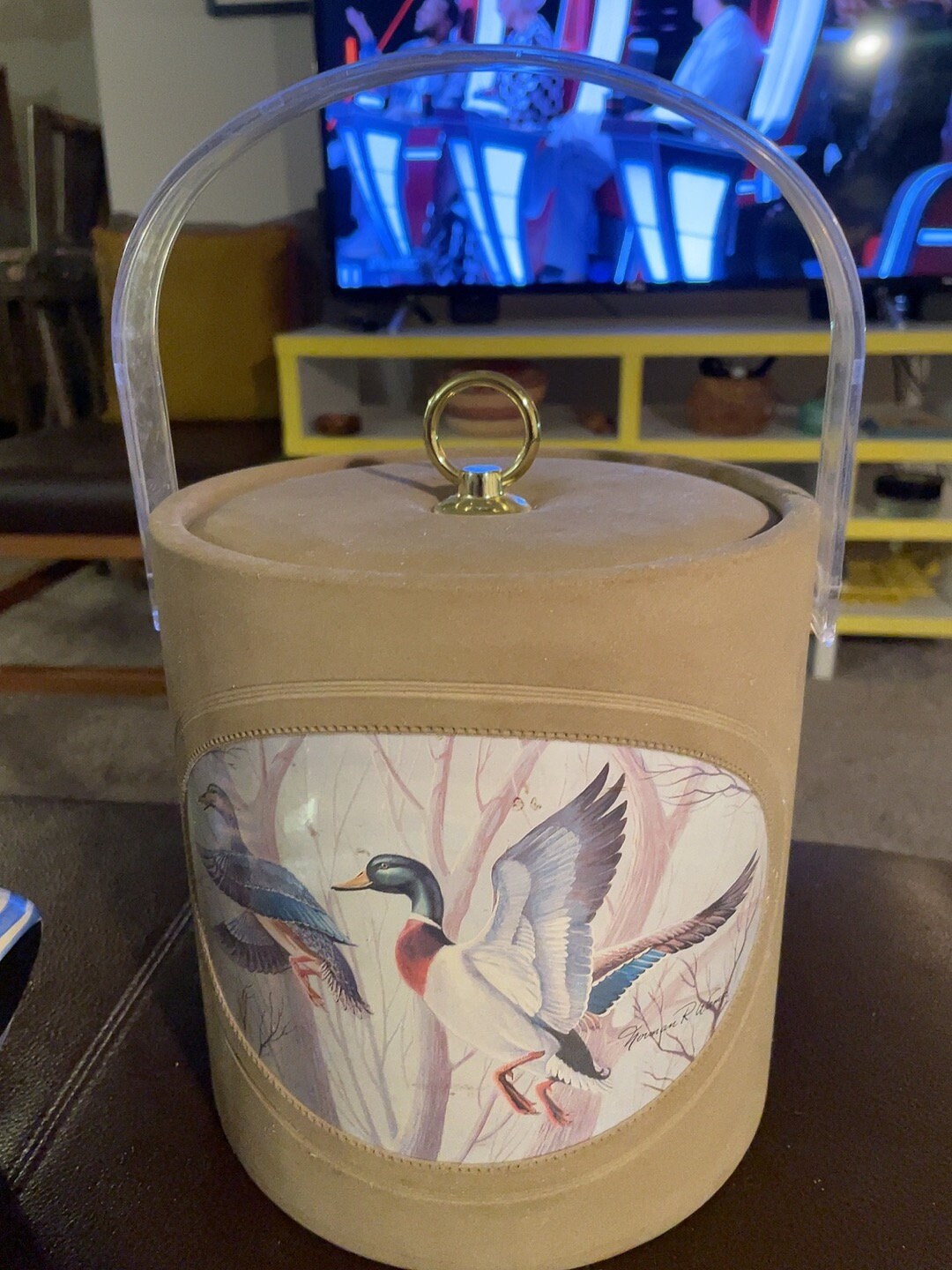 Vintage Mallard Duck Ice Bucket Norman Wamer Artist Faux Suede - Etsy