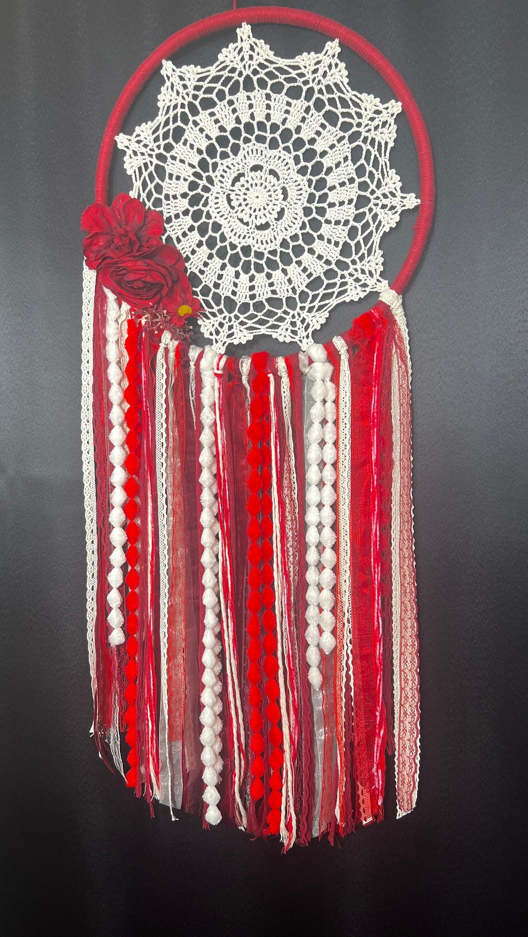 Red and White Dream Catcher - Etsy