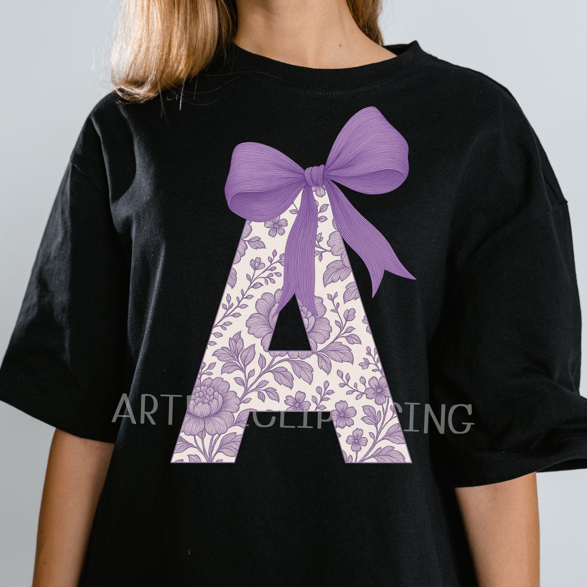 Purple Chinoiserie Alphabet PNG: Watercolor Toile Letters (digital ...