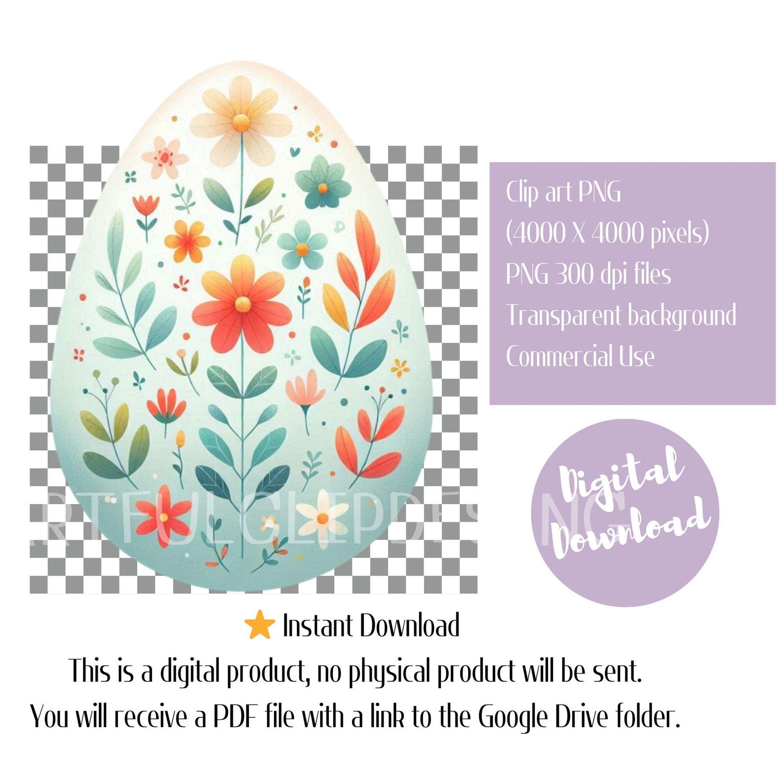 Floral Easter Eggs Clipart, Floral Watercolor Easter Eggs Clipart ...