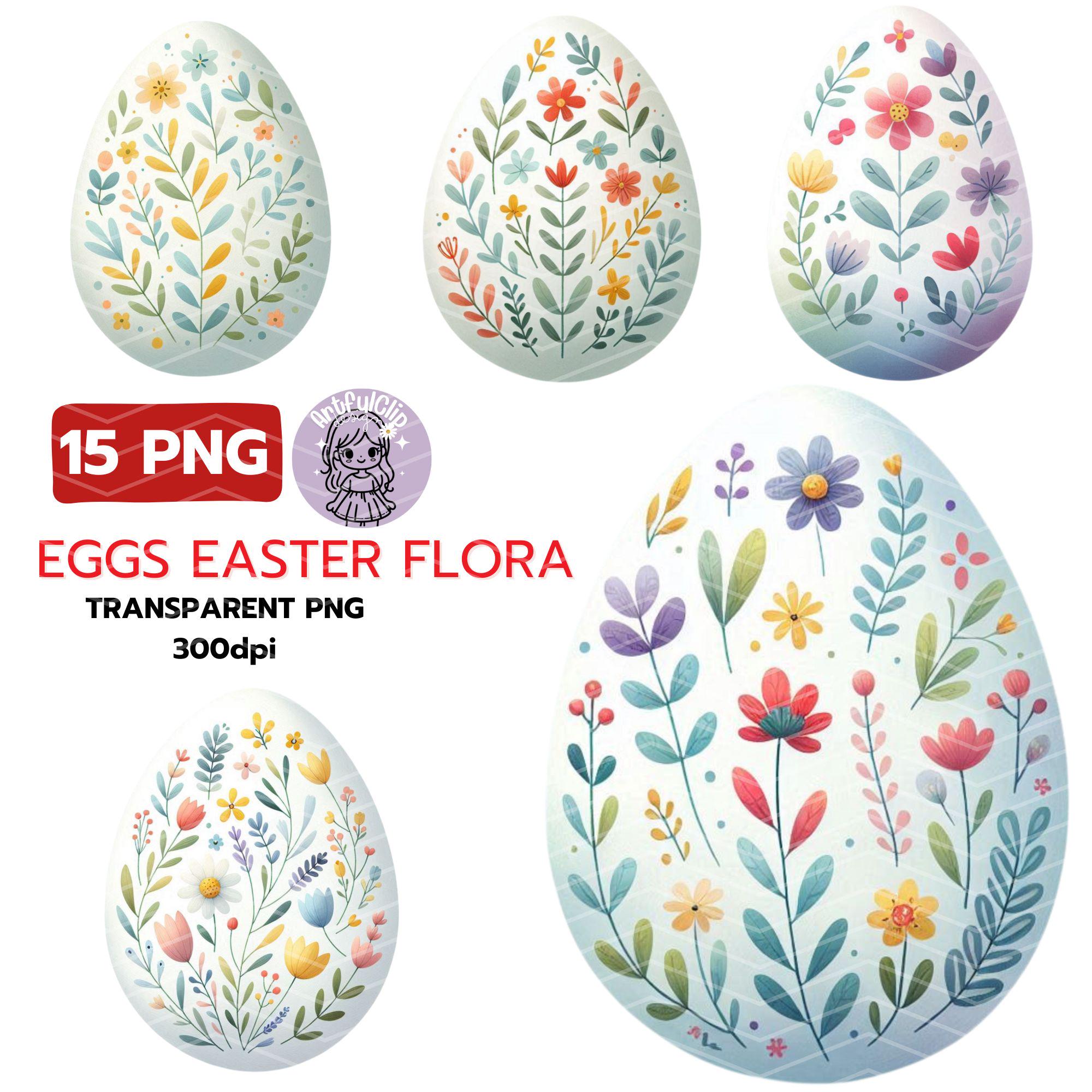 Floral Easter Eggs Clipart, Floral Watercolor Easter Eggs Clipart ...