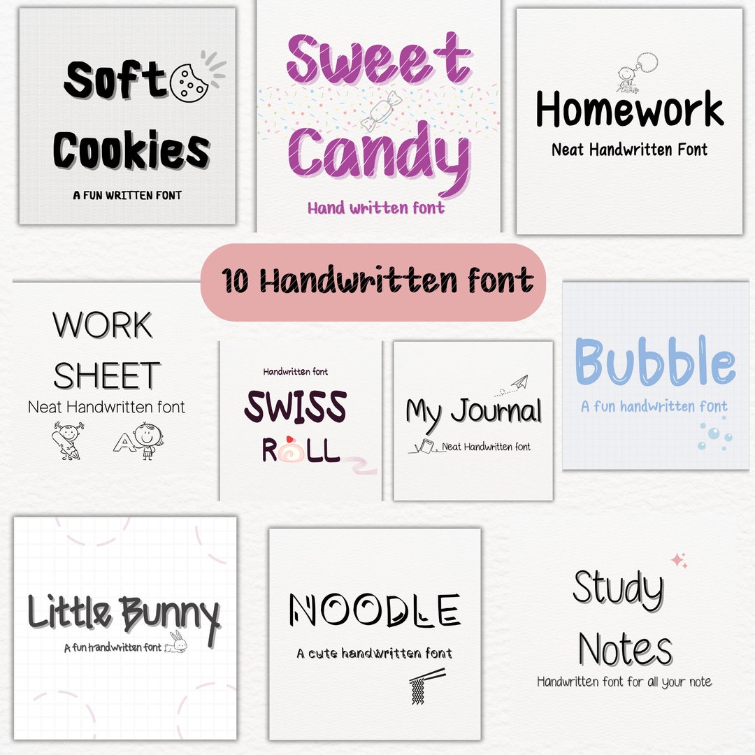Study Font,10 Fonts, Digital Planner Font, Handwritten Script Font ...