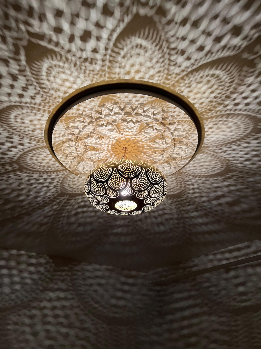 Handmade Moroccan Ceiling Light Artisan Brass Lamp for Home Decor Boho ...