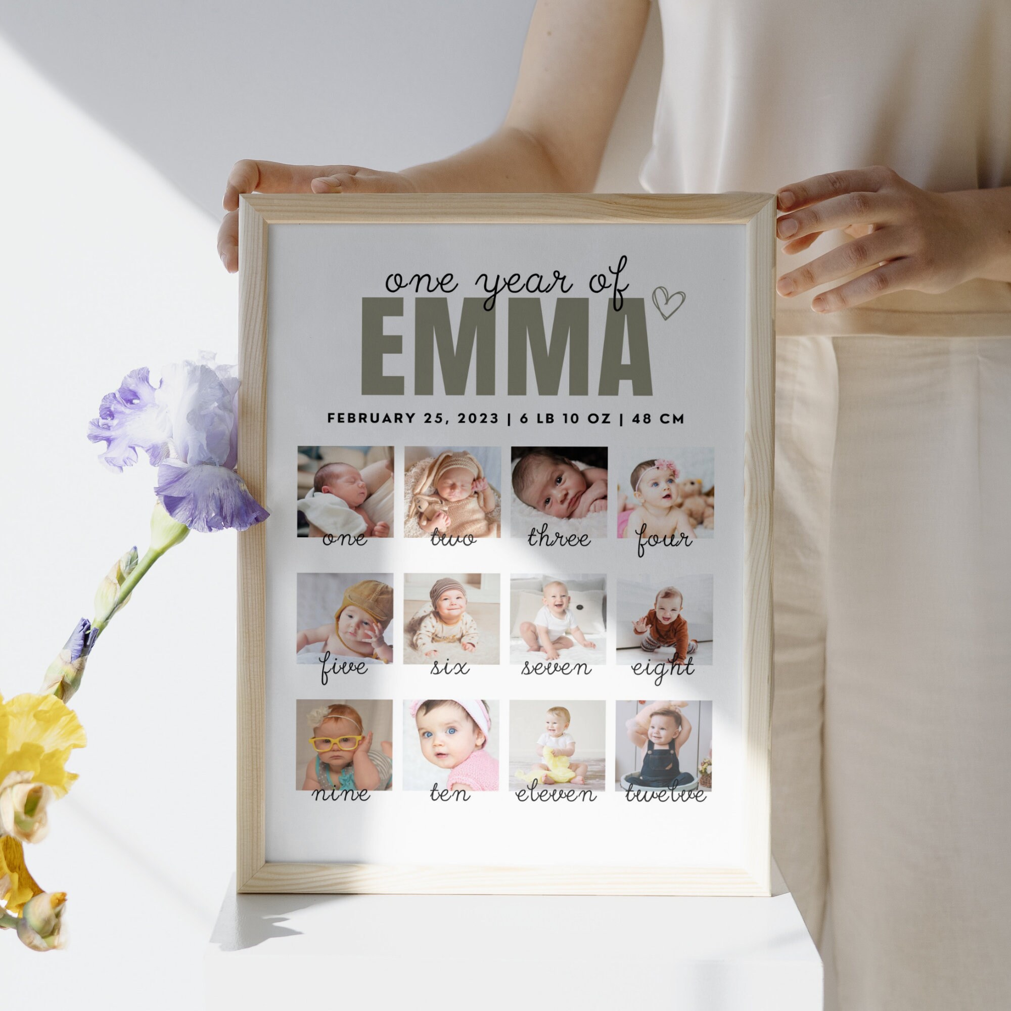 First Birthday Milestone Poster, Baby Milestone Board Printable, 1st ...