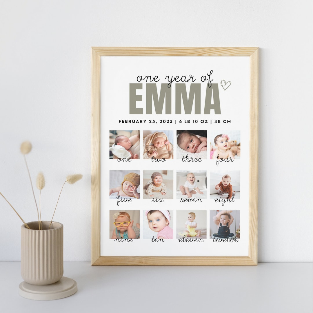 First Birthday Milestone Poster, Baby Milestone Board Printable, 1st ...