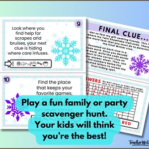 Winter Indoor Scavenger Hunt Snowflake Twins Kids Tween Party Mystery ...