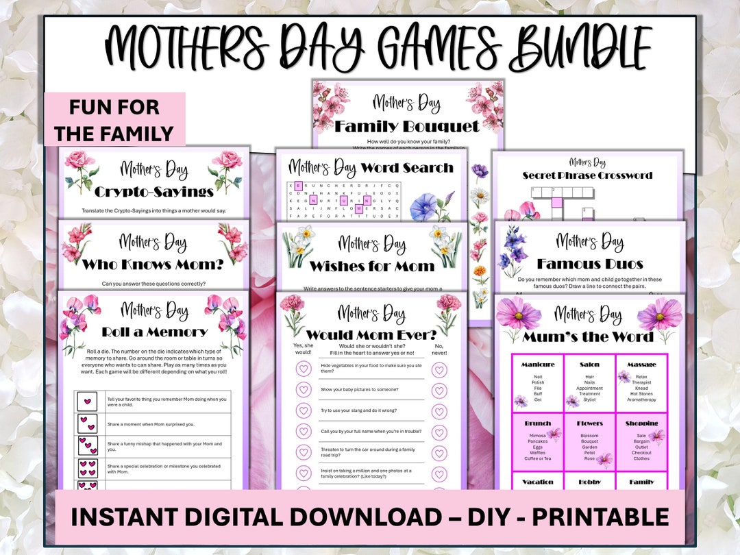 Mothers Day Games Printable, Birth Month Flowers, Mothers Party Games ...