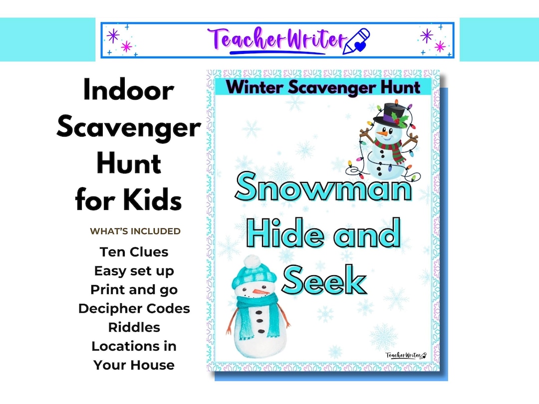 Winter Indoor Scavenger Hunt Snowman Hide and Seek, Theme Party ...