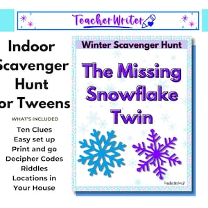 Winter Indoor Scavenger Hunt Snowflake Twins, Kids Tween Party, Mystery ...