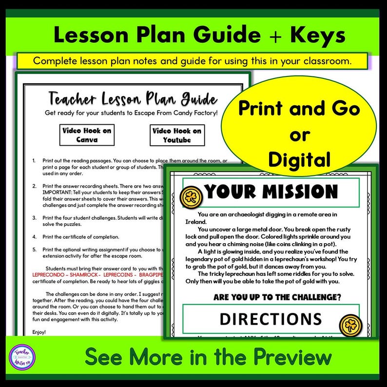 Escape Room for Kids, St. Patricks Day, Magic Leprechaun Gold ...